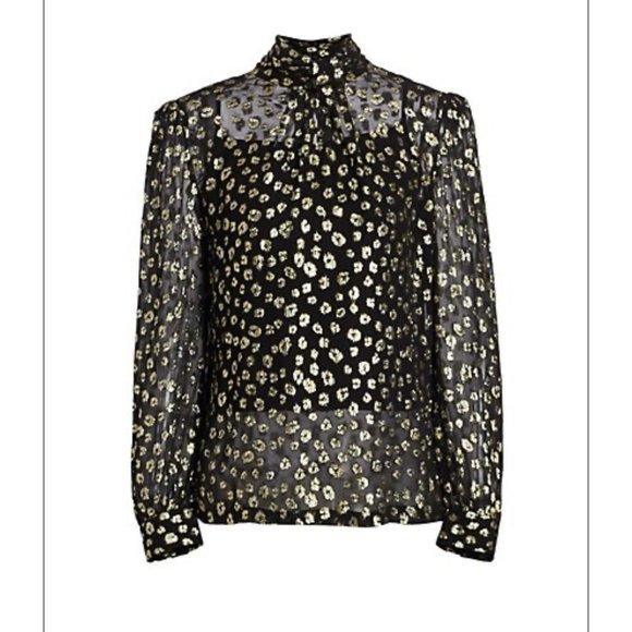 Mille | Tops | Nwot Mille Charlotte Metallic Tiefront Blouse Size S | Poshmark